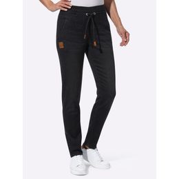 Jogg Pants, Damen, Gr. 42, Normalgr&ouml;&szlig;en, schwarz (schwarz, denim), 99% Baumwolle, 1% Elasthan, unifarben, lang, Jeans Jogg Pants