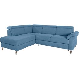 Sit & More Ecksofa SIT & MORE "Arngast L-Form", blau (hellblau), B:245cm H:84cm T:194cm, Sofas, Ecksofa, inklusive Kopfteilverstellung und Federkern