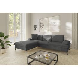 Sit & More Ecksofa SIT & MORE "Morris Jubi L-Form, B: 247 cm", grau (anthrazit), B:247cm H:83cm T:171cm, 100% Polyester, Sofas, Ecksofa, mit Armteilfunktion & 1 Zierkissen, optional Bettfunktion