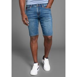 Jeansshorts Bruno Banani "Hutch-Shorts", Herren, Gr. 38, L&auml;nge 32, blau, Denim/Jeans, Obermaterial: 98% Baumwolle, 2% Elasthan, unifarben, normal kurz, Jeans Jeansshorts, gerade geschnittene kurze Beine, niedrige Leibh&ouml;he