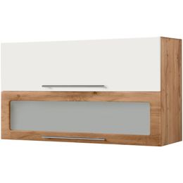 Klapph&auml;ngeschrank KOCHSTATION "KS-Wien", wei&szlig; (wei&szlig;, wotaneiche), B:110cm H:57cm T:34cm, Holzwerkstoff, Schr&auml;nke, Klapph&auml;ngeschrank, Breite 110 cm