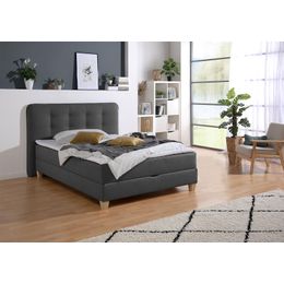 Boxbett Home Affaire, grau (anthrazit), B:158cm L:210cm, Komplettbetten, Boxbett, inklusive Kaltschaum-Topper und Bettkasten
