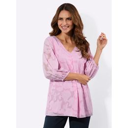 Schlupfbluse Lady, Damen, Gr. 36, ros&eacute;, 100% Polyester, unifarben, V-Ausschnitt, Blusen Schlupfbluse