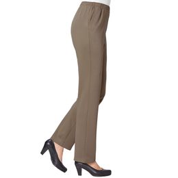 Jerseyhose Classic Basics, Damen, Gr. 23, Kurzgr&ouml;&szlig;en, grau (taupe), 100% Polyester, gemustert, unifarben, lang, Hosen Jerseyhose