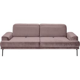 3-Sitzer Musterring "MR 4580", rosa (rosewood), B:228cm H:79cm T:130cm, 100% Polyester, Sofas, 3-Sitzer, inkl. Kopf- und Sitztiefenverstellung, Fu&szlig; schwarz, B228 x T103 cm