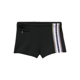 Boxer-Badehose s.Oliver, Herren, Gr. 9, N-Gr, schwarz, Polyamid, unifarben, Badehosen Boxer-Badehose, mit Rei&szlig;verschlusstasche