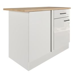 Eckunterschrank Flex-Well "Lund", grau (lichtgrau, rauchgrau), B:110cm H:85cm T:60cm, Holzwerkstoff, Schr&auml;nke, Eckunterschrank, (B x H x T) 110 x 85 x 60 cm, individuell kombinierbar