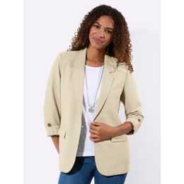 Blusenblazer Inspirationen "Blazer", Damen, Gr. 52, beige (sand), 94% Polyester, 6% Elasthan, Blazer Blusenblazer
