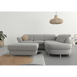 Sit & More Ecksofa SIT & MORE "Apulia L-Form", silber, B:250cm H:78cm T:212cm, Webstoff (100% Polyester);Struktur weich (90% Polyester, 10% Polyamid);Luxus-Micofaser Euphoria (100% Polyester);Samtoptik (100% Polyester), Sofas, Ecksofa, wahlweise Bettfunktion, Bettkasten und Kopf- und Armteilverstellung
