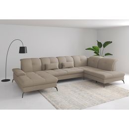 Sit & More Wohnlandschaft SIT & MORE "Amica, U-Form, inkl. Sitztiefenverstellung und Armteilverstellung", beige (taupe), B:357cm H:90cm T:231cm, 95% Polyester, 5% Polyamid, Sofas, Wohnlandschaft, wahlweise mit Kopfteilverstellung, Bettfunktion und Bettkasten