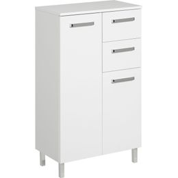 Unterschrank SAPHIR "Quickset Badschrank mit 2 T&uuml;ren, 2 Schubladen, 60 cm breit", wei&szlig; (wei&szlig; glanz), B:60cm H:100,5cm T:33cm, Holzwerkstoff, Schr&auml;nke, Unterschrank, Badezimmer-Unterschrank inkl. T&uuml;rd&auml;mpfer, Griffe in Chrom Glanz