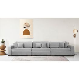 3-Sitzer Home Affaire "Skara XXL", grau, B:400cm H:86cm T:130cm, 100% Polyester, Sofas, 3-Sitzer, Lounge-Sofa XXL mit Federkern-Polsterung, in vielen Bezugsvarianten