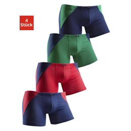 H.I.S. Boxer H.I.S "Boxershorts f&uuml;r Jungen", Jungen, Gr. 110/116, 4 Stk., bunt (marine, gr&uuml;n, gr&uuml;n, marine, rot, marine, marine, rot), Jersey, Obermaterial: 95% Baumwolle, 5% Elasthan, k&ouml;rpernah, Unterhosen Boxer, mit coolem Colorblocking f&uuml;r einen sportlichen Auftritt