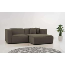 Ecksofa OTTO HOME "Tammie", braun (schwarz braun), B:222cm H:73cm T:154cm, 100% Polyester, Sofas, Ecksofa, Breite 222 cm, Webstoff fein, bodentief, mit Wellenunterfederung