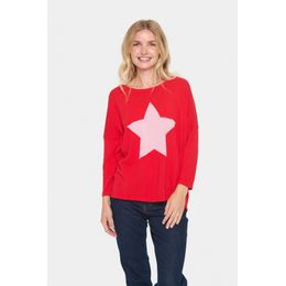 Strickpullover Saint Tropez "BariaSZ", Damen, Gr. L (40), rot (racing rot), Strick, Obermaterial: 50% Viskose, 28% Polyester, 21% Polyacryl, 1% metallisierte Fasern, unifarben, regular fit, Pullover Strickpullover