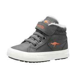 Sneaker Kangaroos "Kavu III", M&auml;dchen, Gr. 27, grau (steel grau, flame), Synthetik, Schuhe Sneaker, Warmfutter, Rei&szlig;verschluss,Winterschuhe, Schn&uuml;rboots, Sneakerboots