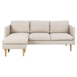 Ecksofa ACTONA GROUP "Milly", beige, B:201cm H:84cm T:132cm, 100% Polyester, Sofas, Ecksofa, Breite 201 cm, Recamiere links oder rechts, Struktur, F&uuml;&szlig;e Eiche
