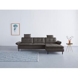 Ecksofa Home Affaire "Birkholm L-Form", grau (anthrazit), B:267cm H:83cm T:174cm, 100% Polyester, Sofas, Ecksofa, Armlehnverstellung, auch in Easy Clean Bezug - mit Wasser zu reinigen