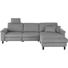Ecksofa 3C CANDY "Mainau L-Form", grau, B:308cm H:91cm T:185cm, 100% Polyester, Sofas, Ecksofa, Relaxfunktion im 1,5-Sitzer, motorische Schlaffunktion in Longchair