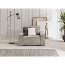 Sessel Home Affaire "SHERWOOD, Love-Seat in 3 Stoffarten verf&uuml;gbar", grau (hellgrau), B:120cm H:85cm T:86cm, 100% Polyester, Sessel, Sessel, passend zur Polster-Serie SHERWOOD