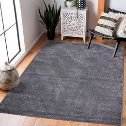 Teppich Carpet City "Frise&eacute;-Teppich FANCY 904", grau, B:80cm H:12mm L:300cm, Polypropylen (PP), Teppiche, Teppich, L&auml;ufer, Kurzflor Wohnzimmer, florale 3D-Optik, f&uuml;r Schlafzimmer