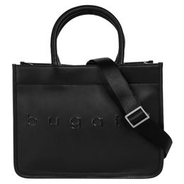 Henkeltasche Bugatti "DAPHNE", Damen, Gr. B/H/T: 30cm x 23cm x 14cm onesize, schwarz, Leder, leicht gl&auml;nzend, unifarben, Taschen Henkeltasche, echt Leder