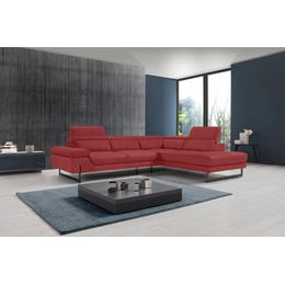 Ecksofa Egoitaliano "Queenie, extravagantes Sofa mit erstklassigem Sitzkomfort", rot (marsala), B:284cm H:95cm T:108cm, Luxus-Microfaser (100% Polyester) Leder &raquo;BULL&laquo; (echtes Rindsleder). Geschliffenes, pigmentiertes und behandeltes Rindsleder mit einer Dicke von 1, 3-1, 5 mm. Dieses Leder zeigt eine ziemlich weiche Hand mit einem halb undurchsichtigen Aussehen. Es handelt sich um ein gesch&uuml;tztes 