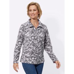 Fleeceshirt Classic Basics "Fleece-Shirt", Damen, Gr. 42, grau (steingrau, anthrazit, bedruckt), 100% Polyester, gemustert, mehrfarbig, Shirts Fleeceshirt