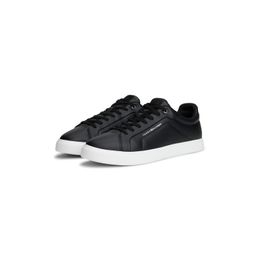 Sneaker Tommy Hilfiger "ICON COURT LIGHT PREMIUM", Herren, Gr. 44, schwarz, Leder, Lederimitat, Schuhe Sneaker, Schn&uuml;rschuh, Freizeitschuh, Halbschuh mit Ziern&auml;hten