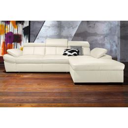 Ecksofa exxpo - SOFA FASHION "Salerno, Funktionssofa, Breite 280cm, hoher Sitzkomfort, L-Form", beige (keramik), B:280cm H:77cm T:170cm, Microfaser-Primabelle (100% Polyester);NaturLEDER;Kunstleder;Lederfaserstoff;Luxus-Microfaser Lederoptik, Sofas, Ecksofa, inkl. Kopf- und Armteilverstellung, wahlweise mit Bettfunktion