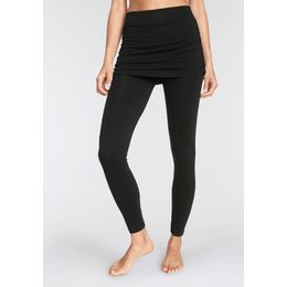 Leggings Vivance ACTIVE, Damen, Gr. 32/34, N-Gr, schwarz, Single Jersey, Obermaterial: 95% Baumwolle, 5% Elasthan, unifarben, Basic, bequem lang, Hosen Leggings, mit angen&auml;htem Rock, Topseller