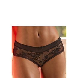 Panty Lascana, Damen, Gr. 32/34, schwarz, Spitze, Obermaterial: 88% Polyamid, 12% Elasthan, Unterhosen Panty, aus floraler Jacquardspitze