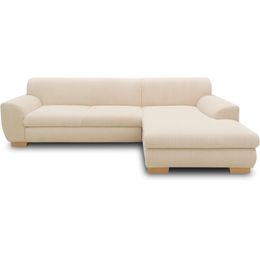 Ecksofa Home Affaire "Nika zeitlos und elegant, L-Form", beige (creme), B:277cm H:78cm T:84cm, Primabelle-Microfaser (100% Polyester);Struktur (70% Polyacryl, 30% Polyester), Sofas, Ecksofa, wahlweise mit Bettfunktion, auch in Cord