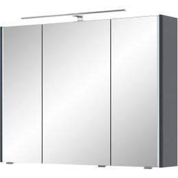 Spiegelschrank SAPHIR "Serie 7045 Badezimmer-Spiegelschrank inkl. LED-Beleuchtung, 3 T&uuml;ren", grau (stahlgrau), B:93,2cm H:70,3cm T:17cm, Holzwerkstoff, Schr&auml;nke, Spiegelschrank, Badschrank 93,2 cm breit, inkl. LEDplus Schalter und T&uuml;rd&auml;mpfer