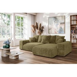 Ecksofa Home Affaire "LAKESIDE mit Bettfunktion und Bettkasten, B/T/H 257/166/84 cm", gr&uuml;n, B:256,5cm H:84cm T:166cm, 100% Polyester, Sofas, Ecksofa, L-Form, Recamiere beidseitig montierbar, mit Wellenunterfederung