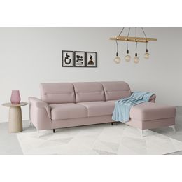 Sit & More Ecksofa SIT & MORE "Sinatra L-Form", lila (flieder), B:258cm H:85cm T:170cm, 90% Polyester, 10% Polyamid, Sofas, Ecksofa, mit Recamiere, optinal mit Kopfteilverstellung und Armteilfunktion