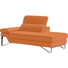Ottomane Egoitaliano "Princess, elegantes Designsofa mit erstklassigem Sitzkomfort", orange, B:177cm H:95cm T:108cm, Leder &raquo;BULL&laquo; (echtes Rindsleder). Geschliffenes, pigmentiertes und behandeltes Rindsleder mit einer Dicke von 1, 3-1, 5 mm. Dieses Leder zeigt eine ziemlich weiche Hand mit einem halb undurchsichtigen Aussehen. Es handelt sich um ein gesch&uuml;tztes Leder. Eine leichte Deckschicht sch&uuml;t