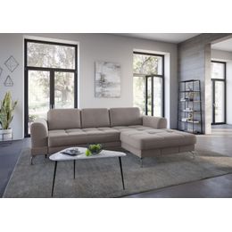 Sit & More Ecksofa SIT & MORE "Bendigo L-Form", beige (sand), B:284cm H:87cm T:175cm, Sofas, Ecksofa, inklusive Sitztiefenverstellung, Bodenfreiheit 15 cm, 2 Fu&szlig;farben