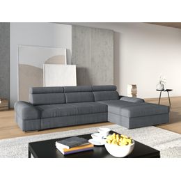 Sit & More Ecksofa SIT & MORE "Broadway L-Form", grau (dunkelgrau), B:284cm H:79cm T:171cm, Luxus-NaturLeder;Luxus-Kunstleder;NaturLEDER;Microfaser Primabelle (100% Polyester), Sofas, Ecksofa, inklusive Kopfteilverstellung, wahlweise mit Bettfunktion