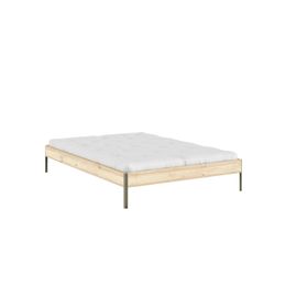 Bettgestell Karup Design "CORE BED Bodenbett, Holzrahmen, Futonbett, Jugendbett, Holzbett", raw, sage gr&uuml;n, B:146cm H:34cm L:206cm, Betten, Bettgestell, Massivholzbett mit Lattenrost, Kiefer massiv, Doppelbett ohne Kopfteil
