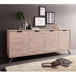 Sideboard Home Affaire "Palma", braun (eichefarben), Sideboards, Sideboard, Breite 206 cm