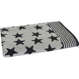 Badetuch Dyckhoff "Stars", grau (anthrazit), B:70cm L:140cm, Walkfrottee, Obermaterial: 100% Baumwolle, Handt&uuml;cher, Badetuch, mit Sternen & Streifen