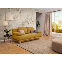 Schlafsofa Alina "Ama", curry tcm 105, B:204cm H:96cm T:105cm, Struktur fein TCM (100% Polyester), Sofas, Schlafsofa, mit Bettfunktion und Stauraum