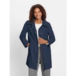 Langjacke Casual Looks, Damen, Gr. 23, blau (dunkelblau), 64% Baumwolle, 36% Polyamid, unifarben, Jacken Langjacke