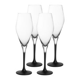 Villeroy & Boch Champagnerglas VILLEROY & BOCH "Champagnergl&auml;ser Manufacture Rock 260 ml 4er Set schwarz-transparent", bunt (schwarz, transparent), Glas, Trinkgef&auml;&szlig;e, Champagnerglas