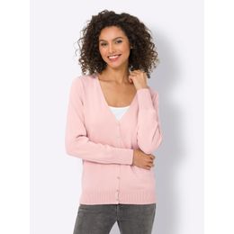 Strickjacke Heine, Damen, Gr. 44, rosa (hellros&eacute;), 100% Baumwolle, unifarben, Strickjacken Strickjacke