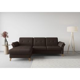 Sit & More Ecksofa SIT & MORE "G&ouml;teborg", braun (dunkelbraun), B:268cm H:90cm T:176cm, Sofas, Ecksofa, Sitztiefenverstellung und Federkern, wahlweise mit Bettfunktion