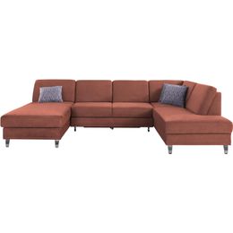 Sit & More Wohnlandschaft SIT & MORE "Clio U-Form", orange (terra), B:319cm H:89cm T:190cm, Sofas, Wohnlandschaft, wahlweise mit Bettfunktion und Bettkasten, inklusive Federkern
