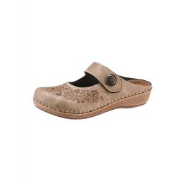 Franken Schuhe Clog FRANKEN-SCHUHE, Damen, Gr. 36, grau (taupe), Lederimitat, Schuhe Clog