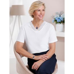 V-Shirt CLASSIC "Shirt", Damen, Gr. 44, wei&szlig;, 50% Baumwolle, 50% Modal, unifarben, V-Ausschnitt, Shirts V-Shirt